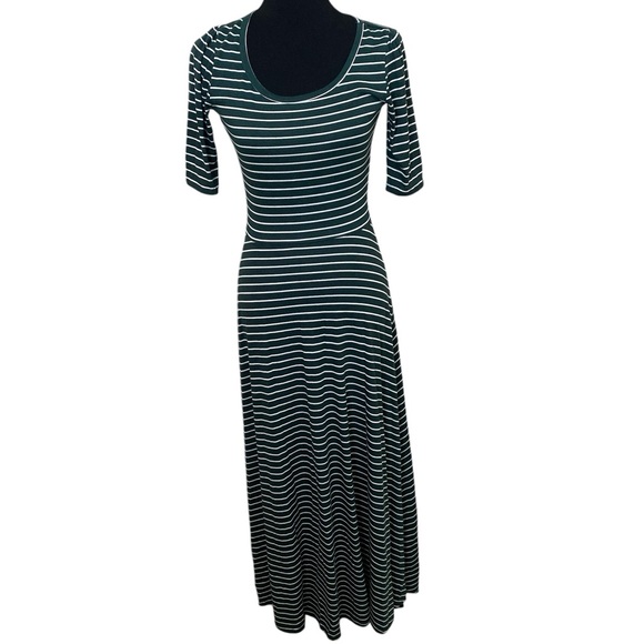 LuLaRoe | Dresses | Lularoe Ana Dark Green Striped Short Sleeve Maxi ...